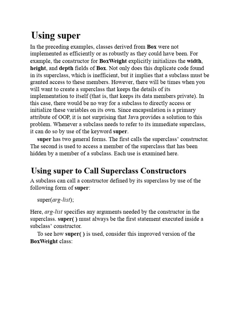 Using Super To Call Superclass Constructors | PDF