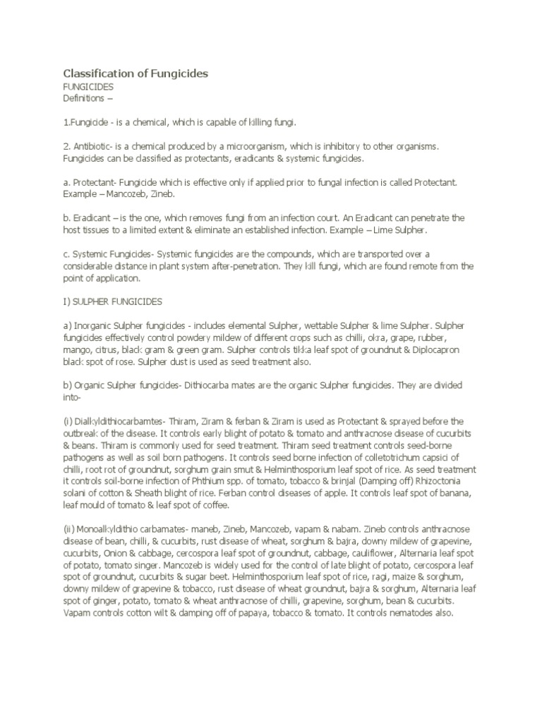 Classification of Fungicides Explained | PDF | Fungicide | Fungus
