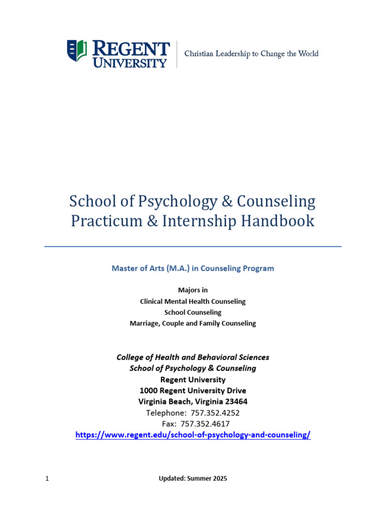 MA Practicum & Internship Handbook | PDF | Counseling Psychology ...
