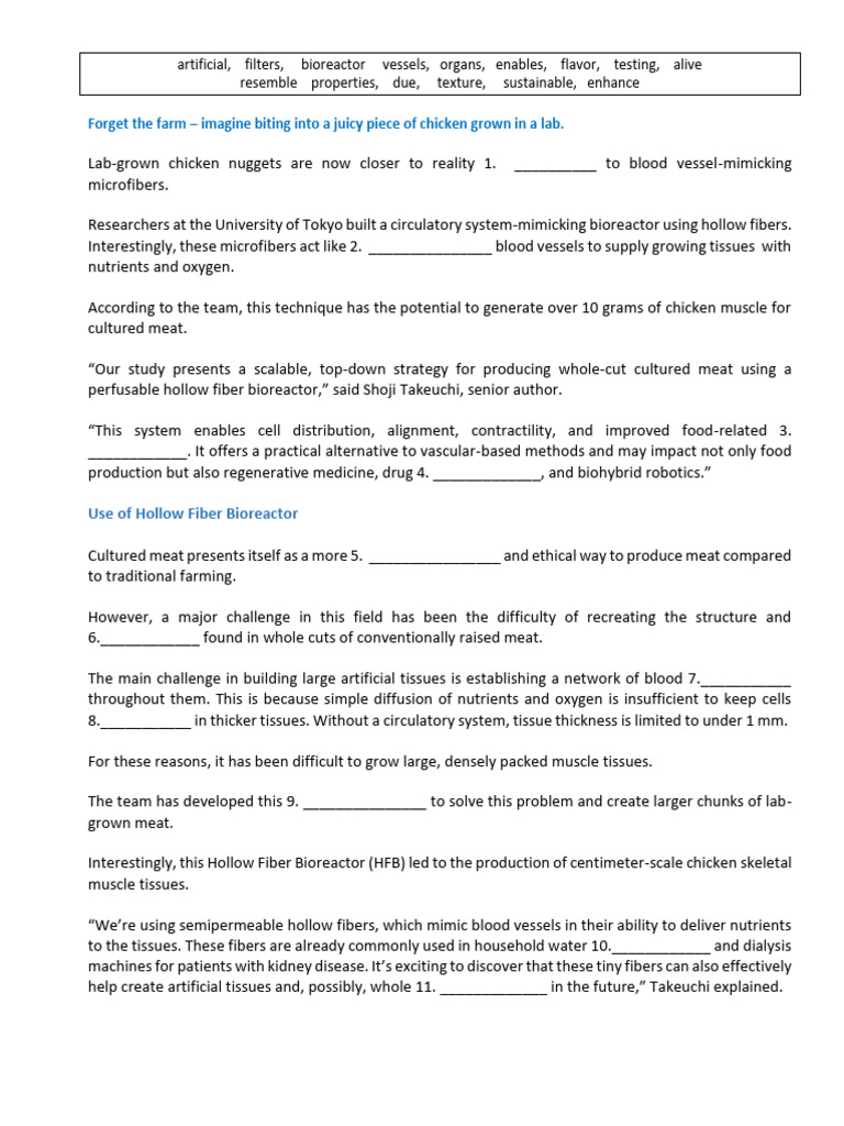 Article My Model Gap-Fill | PDF | Tissue (Biology) | Meat