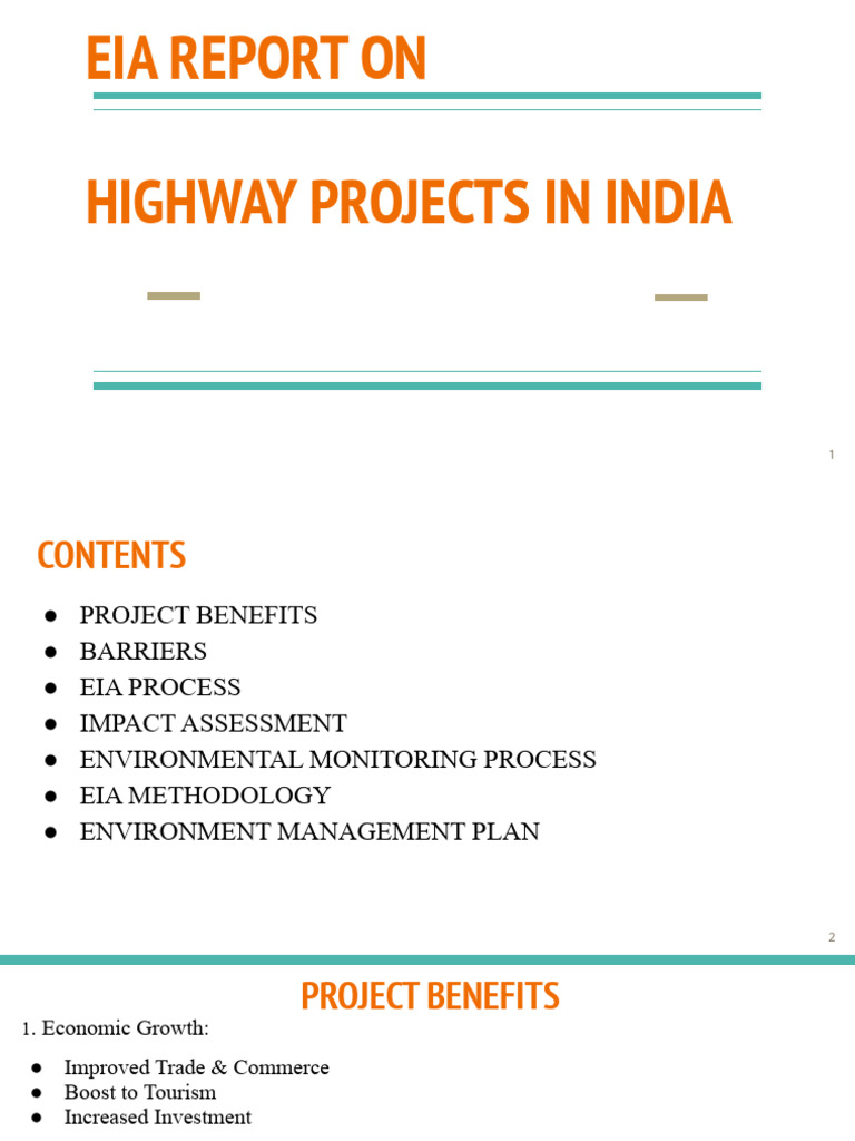 EIA for Highway Projects in India | PDF | Environmental Impact ...