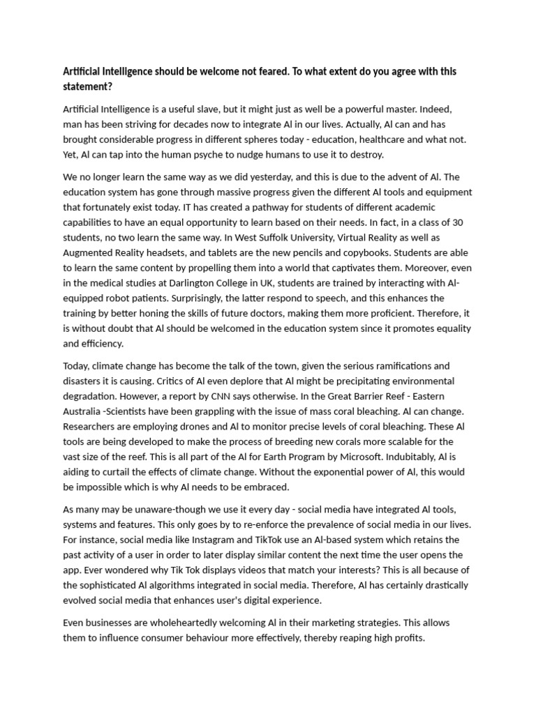 Embracing AI: Benefits and Concerns | PDF | Artificial Intelligence ...