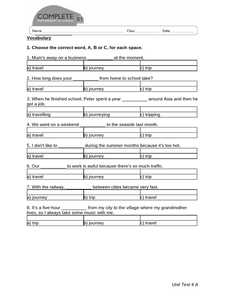 Complete Test Without Answers A | PDF