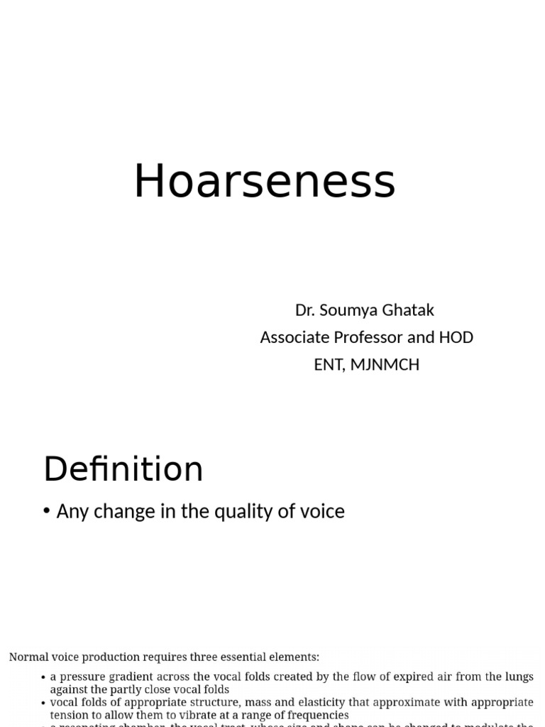 Understanding Hoarseness Causes & Treatments | PDF