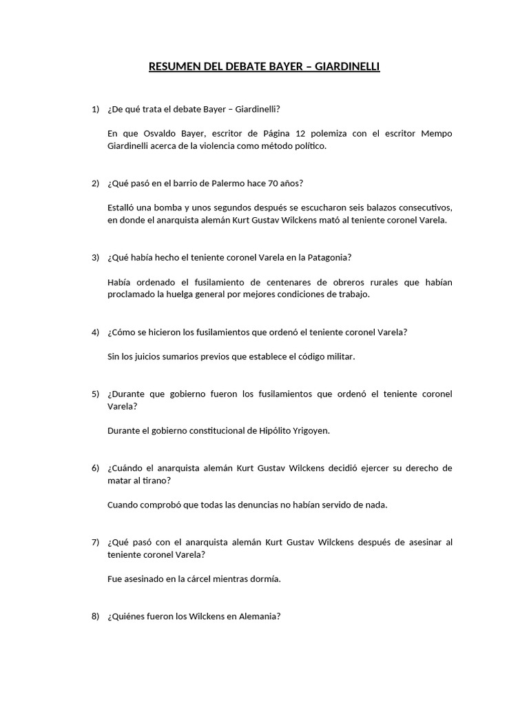 Resumen Del Debate Bayer Giardinelli | PDF | Pena capital