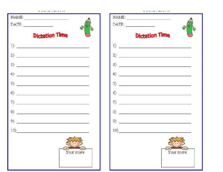 Dictation Sheet | PDF