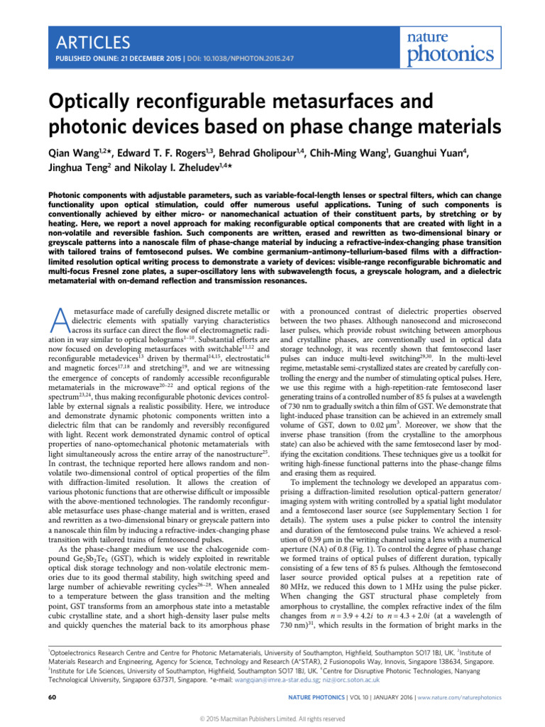 Wang Et Al. - 2016 - Optically Reconfigurable Metasurfaces and Photonic Devices Based on Phase ...