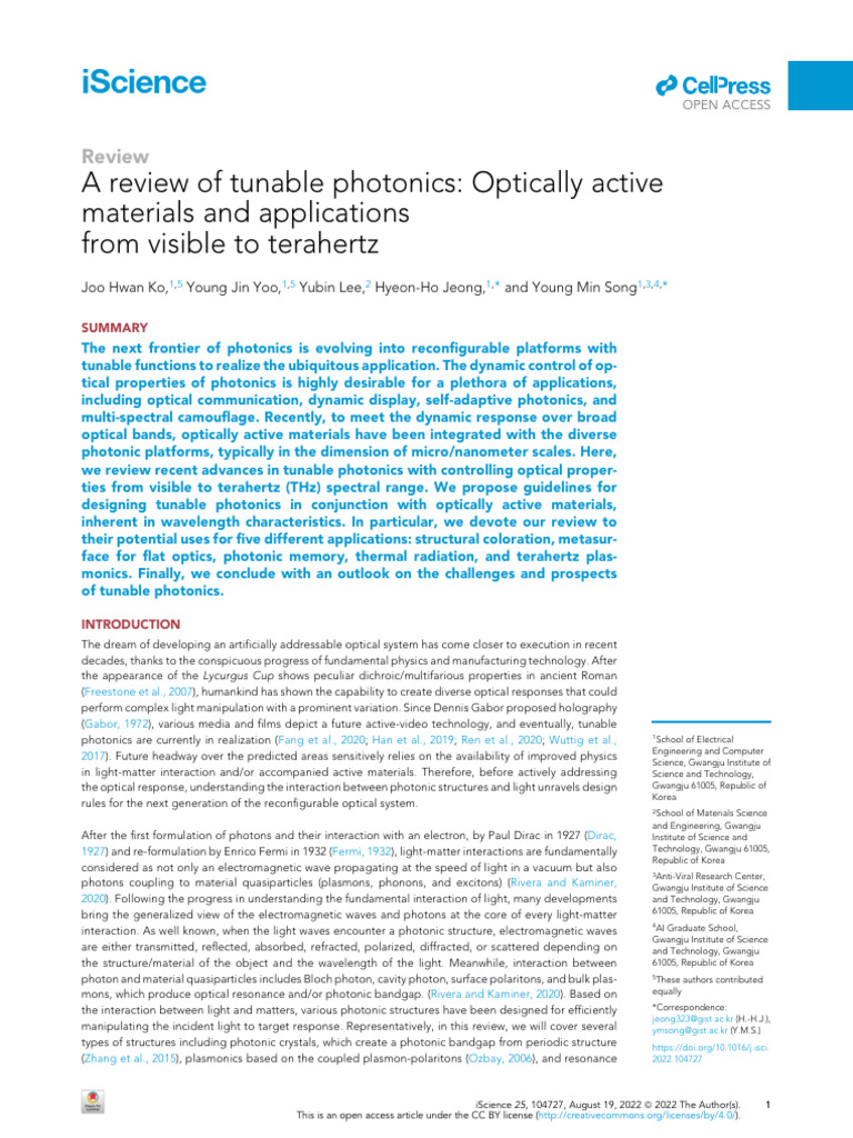 Ko et al. - 2022 - A review of tunable photonics Optically active ...
