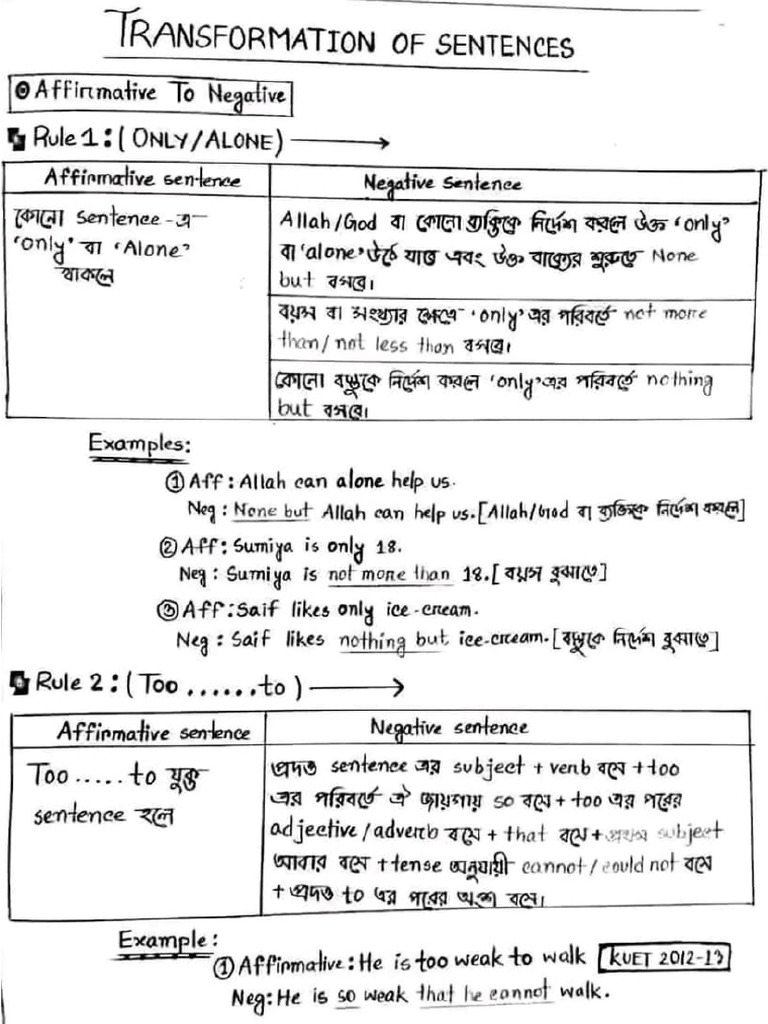 Transformation of Sentences | PDF