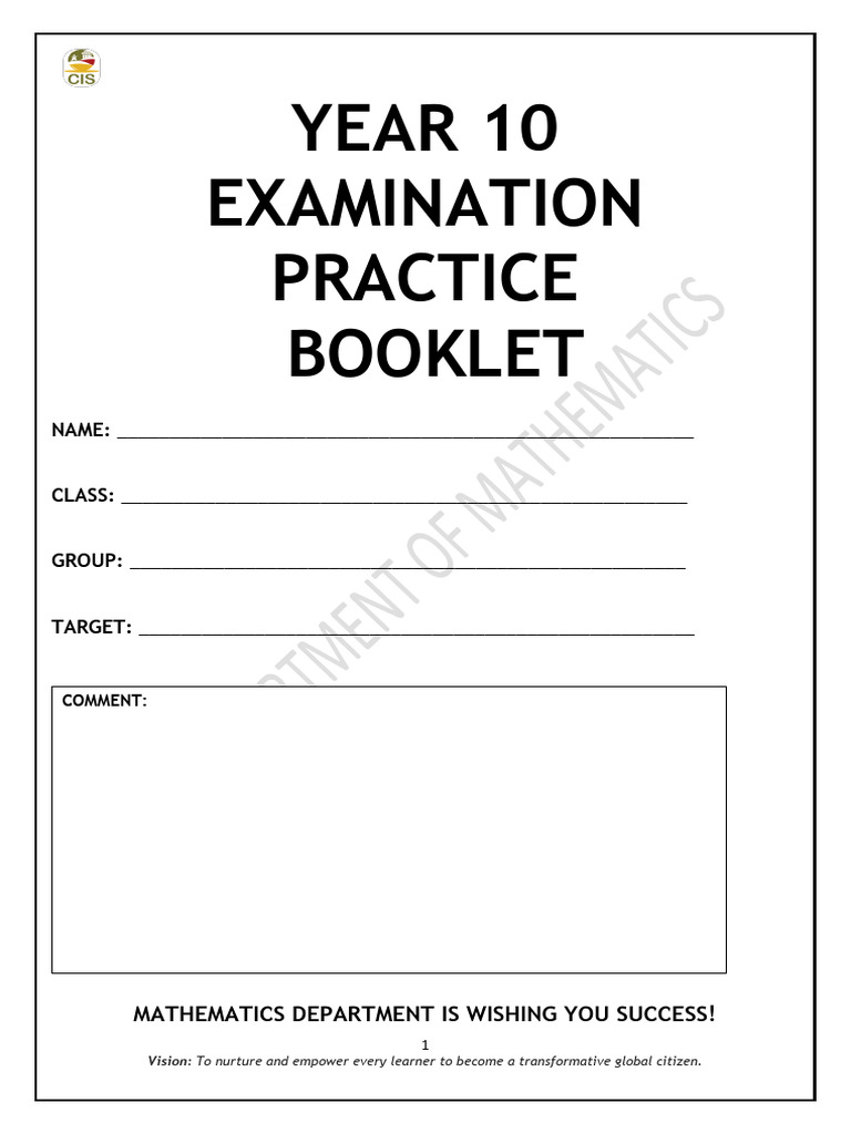 Year 10 Mathematics Revision Booklet | PDF | Area | Circle