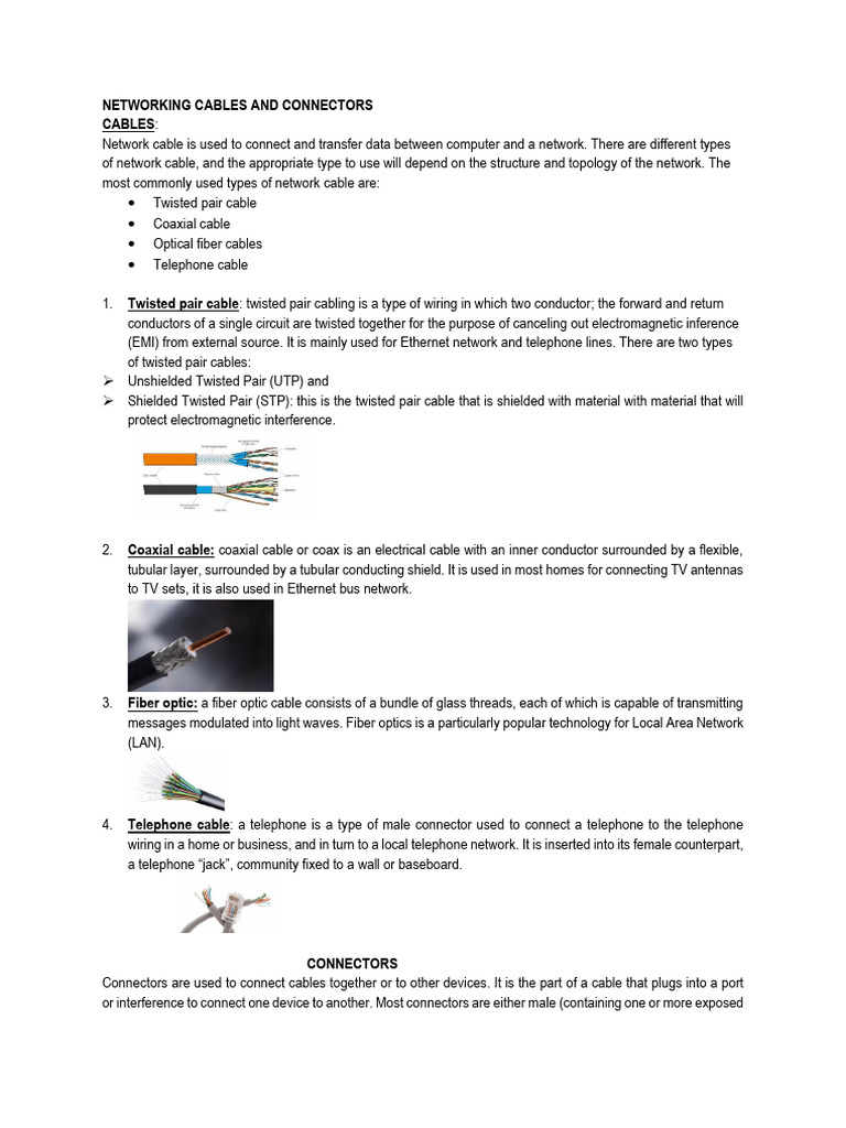 Networking Cables and Connectors - 050631 | PDF | Databases | Relational Model