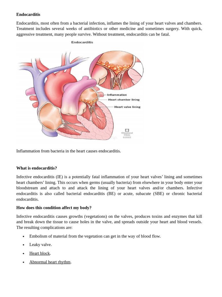Endocarditis | PDF | Medical Specialties | Diseases And Disorders