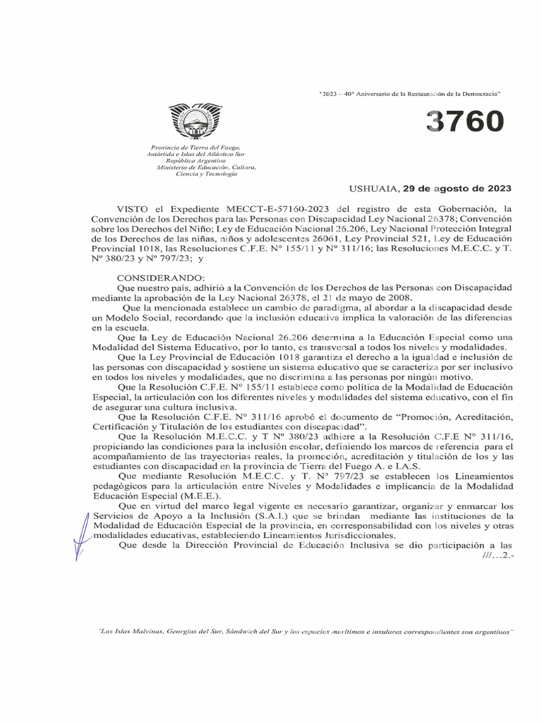 Resolucion 3760 2023 Meccyt 1 2 | PDF