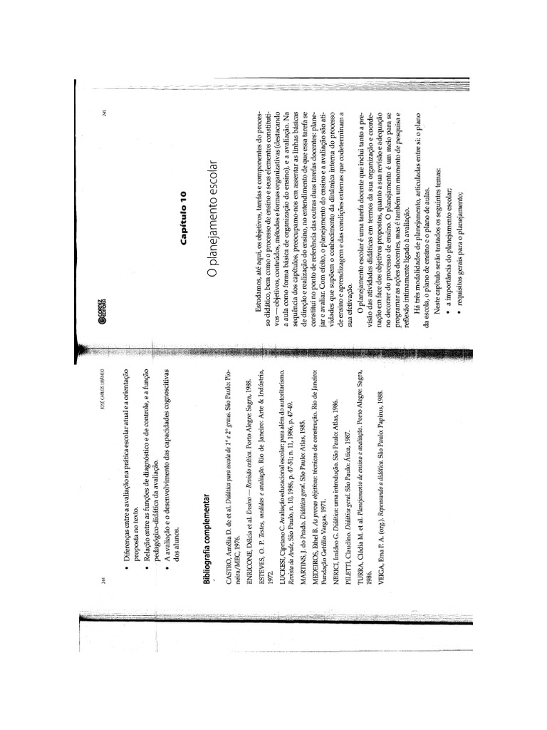 Texto 1 - Complementar - Libaneo Didatica (Capítulo 10 - Plano de Ensino - Aula) | PDF