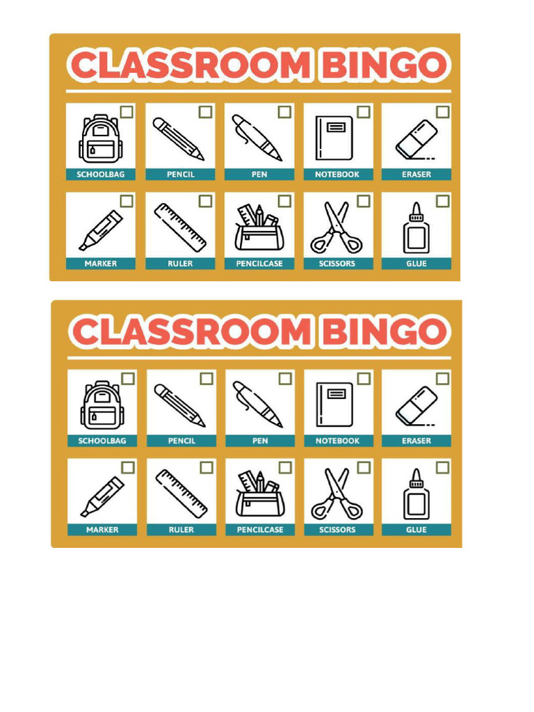 Bingo Útiles Escolares | PDF