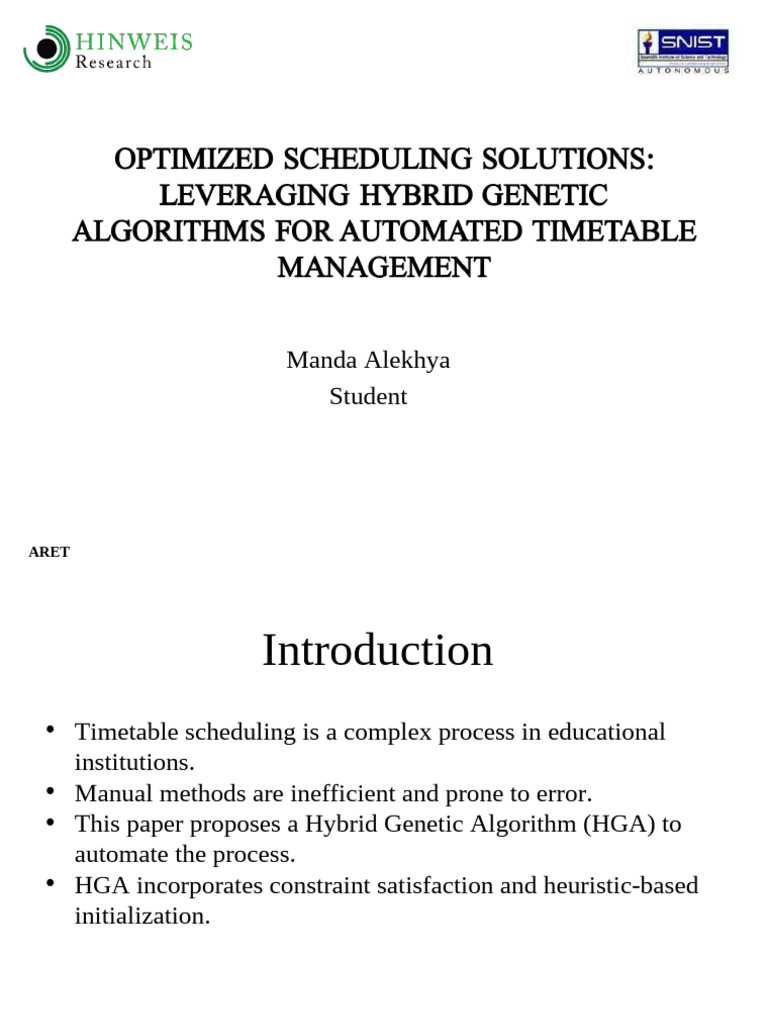 Hinweis Presentation | PDF | Genetic Algorithm | Theoretical Computer ...