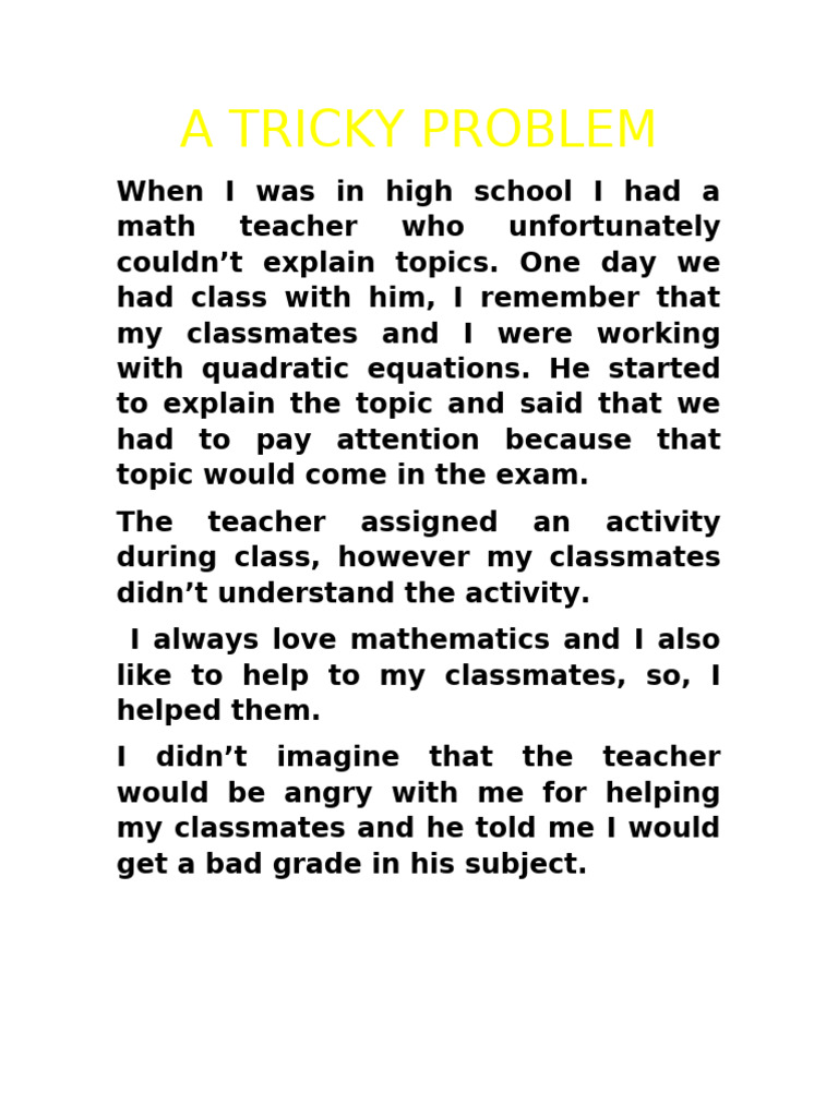 A Tricky Problem | PDF