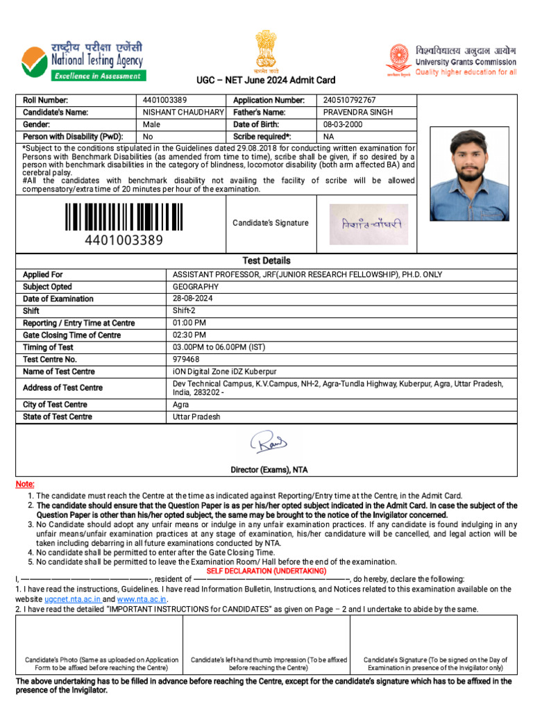 University Grants Commission (UGC) - NET - India | PDF | Identity Document