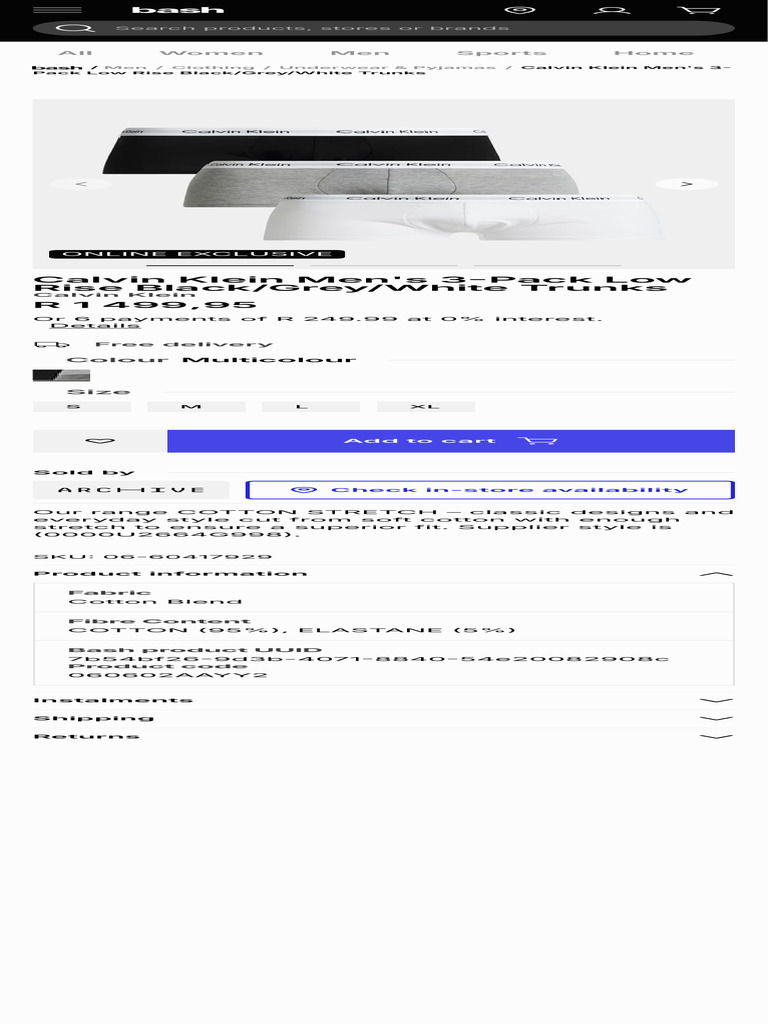 Calvin Klein Men's 3-Pack Low Rise BlackGreyWhite Trunks | PDF