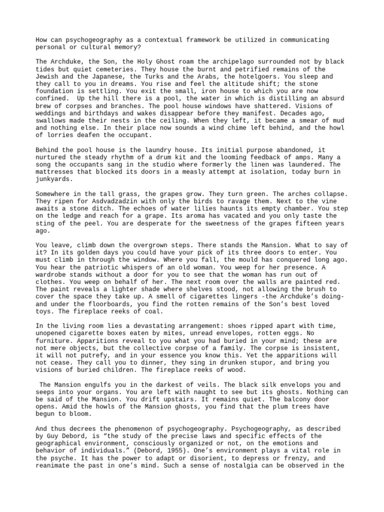 How can psychogeography as a contextual framework be utilized in communicating personal or ...