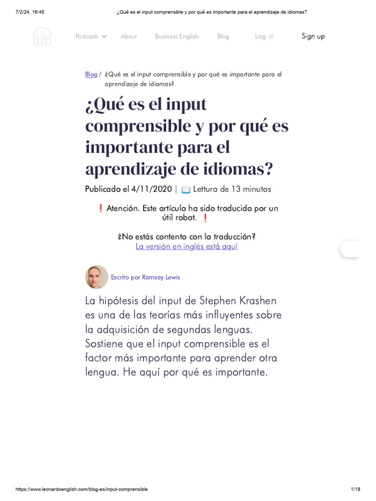¿Qué Es El Input Comprensible y Por Qué Es Importante para El ...