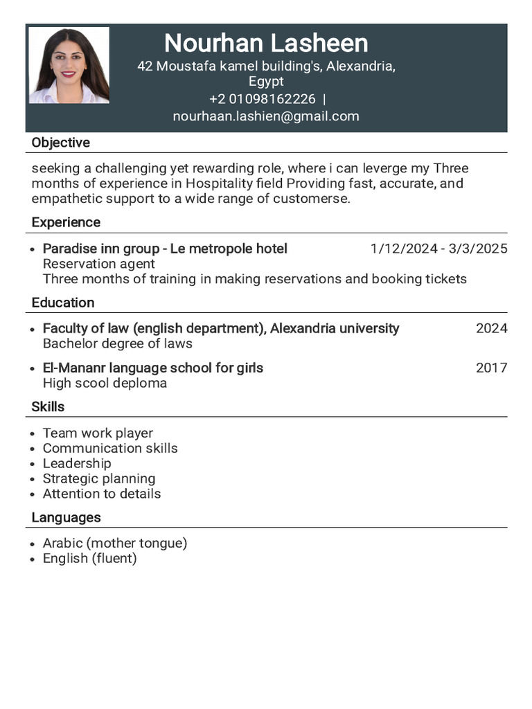 Nourhan's Resume | PDF