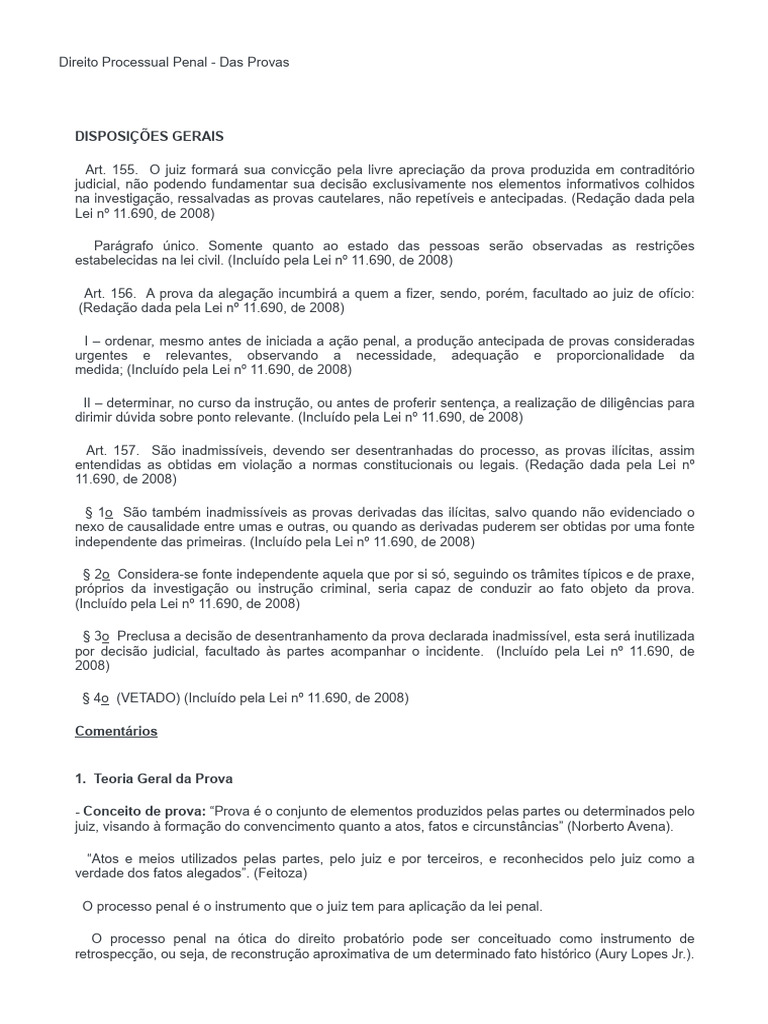Aulas em Texto para OAB - Direito Processual Penal - Das Provas | PDF | Prova (jurídico ...