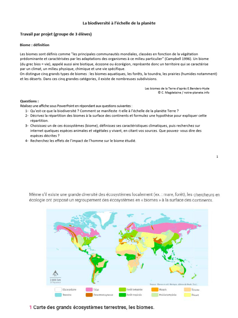 Définition des biomes et biodiversité | PDF