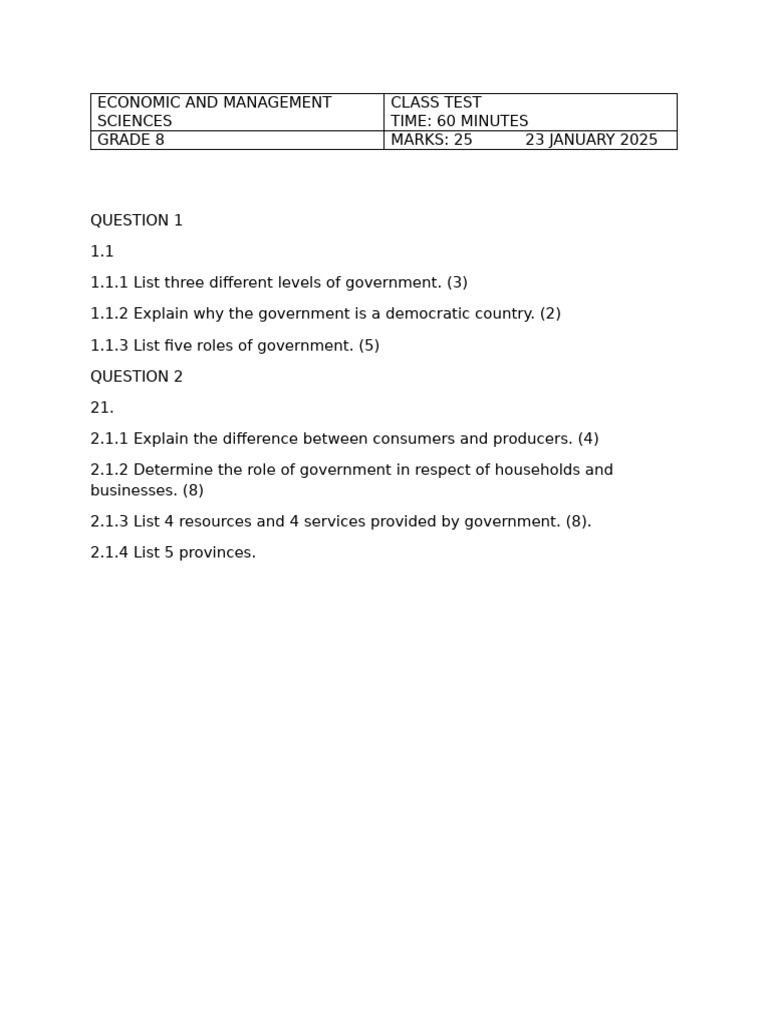 Grade 8 Question Paper | PDF