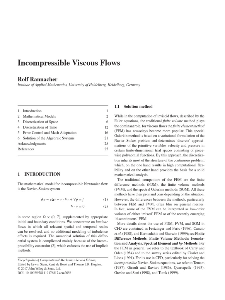 Incompressible Viscous Flows | PDF | Navier–Stokes Equations | Finite Element Method