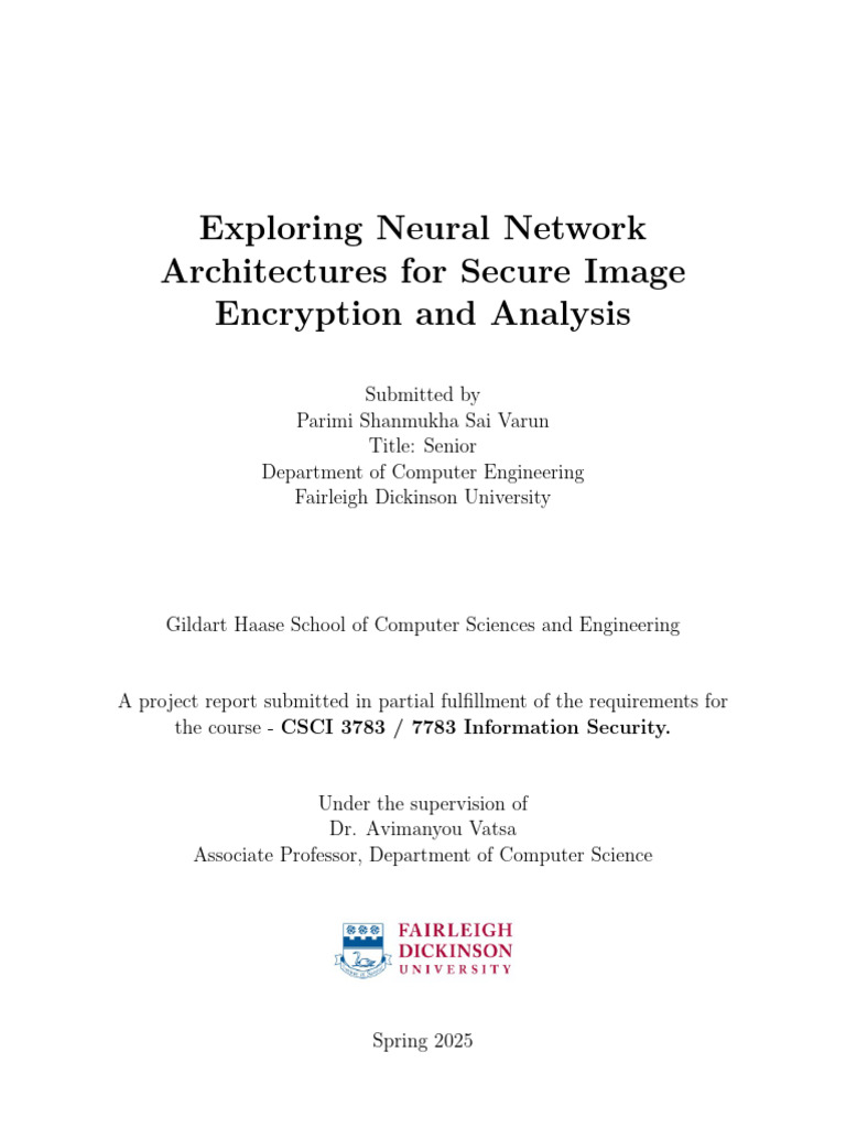 Va Exploring Neural Network Architectures For Secure Image Encryption and Analysis | PDF | Chaos ...