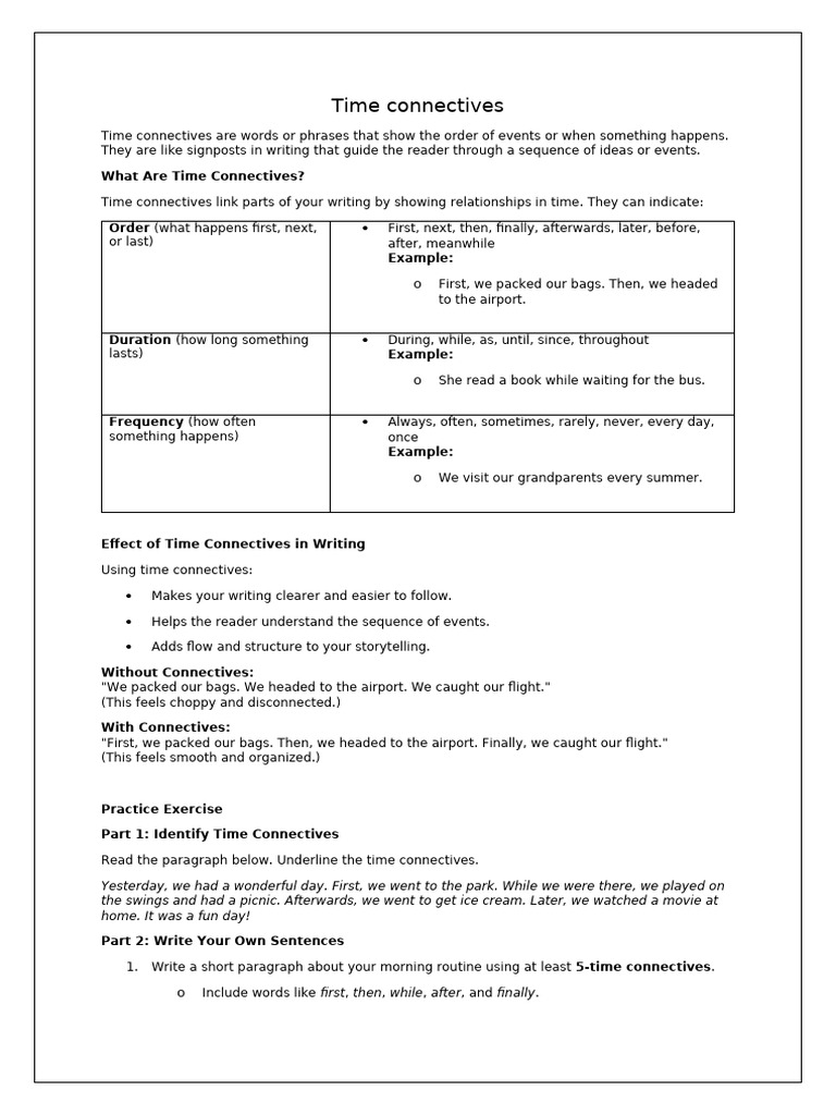 Time Connectives | PDF