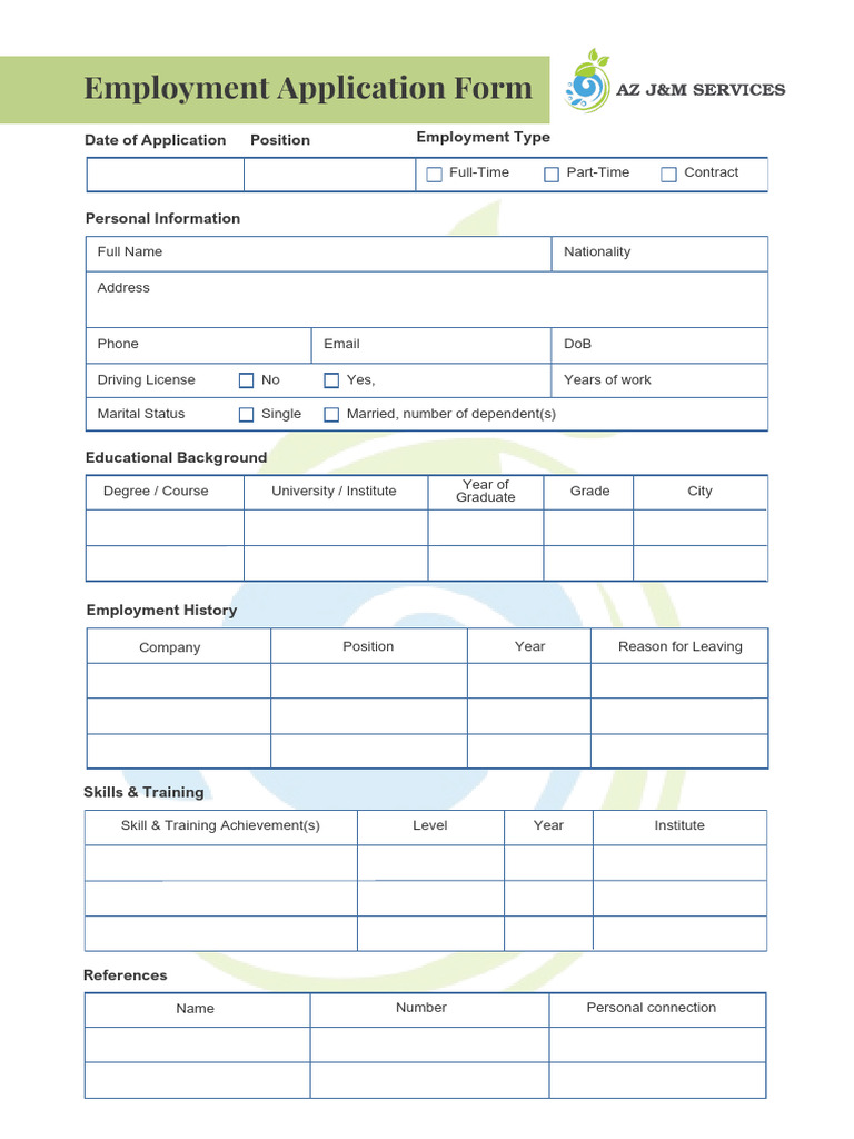 Employement Application | PDF