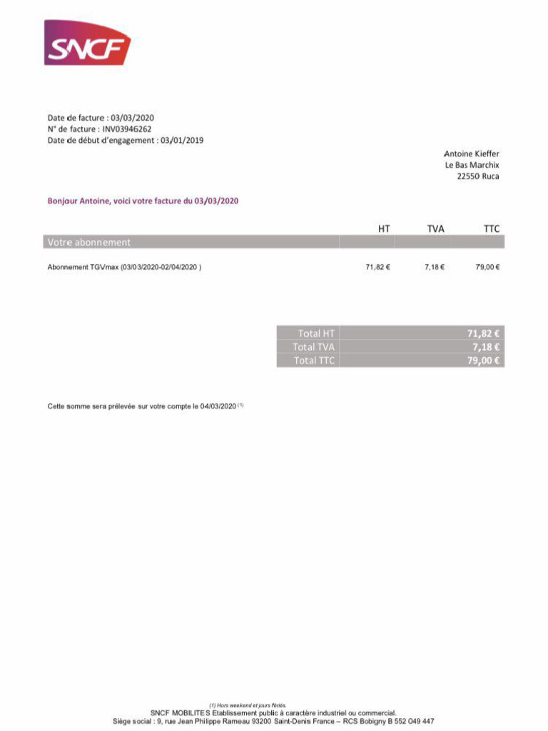 Facture SNCF | PDF