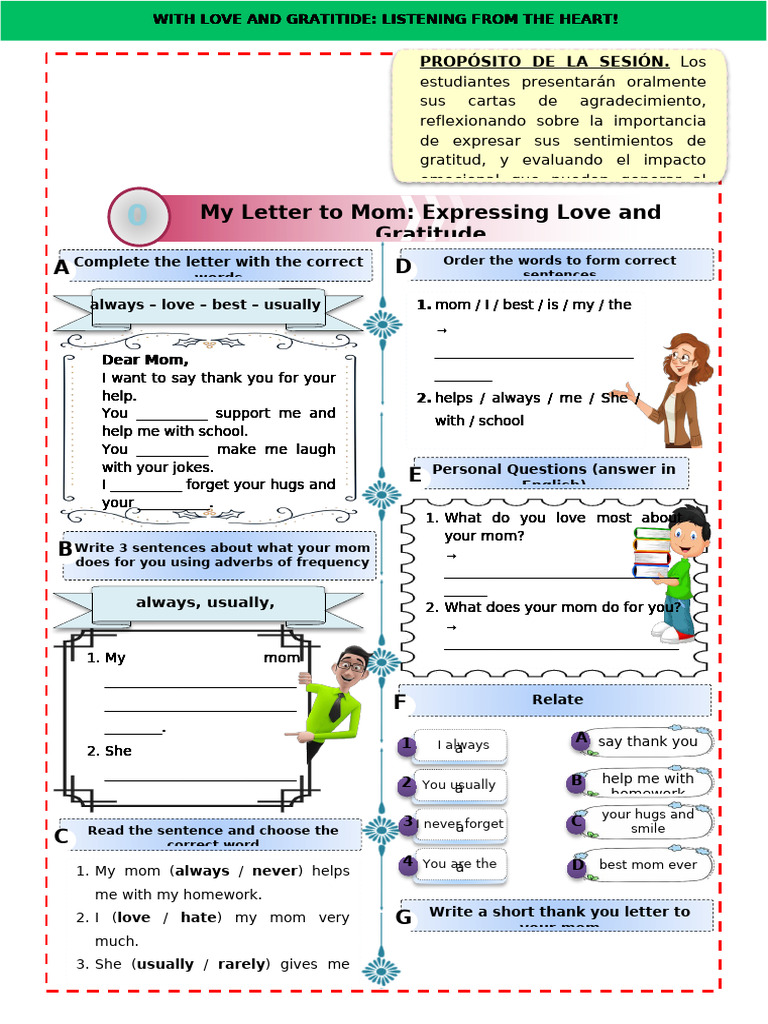 Ficha 9 - Prea1 - Sharing My Heartfelt Letter A Moment of Gratitude ...