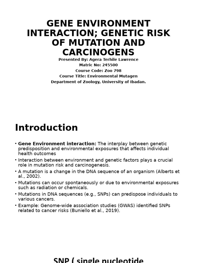 Gene-Environment Interaction by AGERA LAWRENCE | PDF | Carcinogen ...