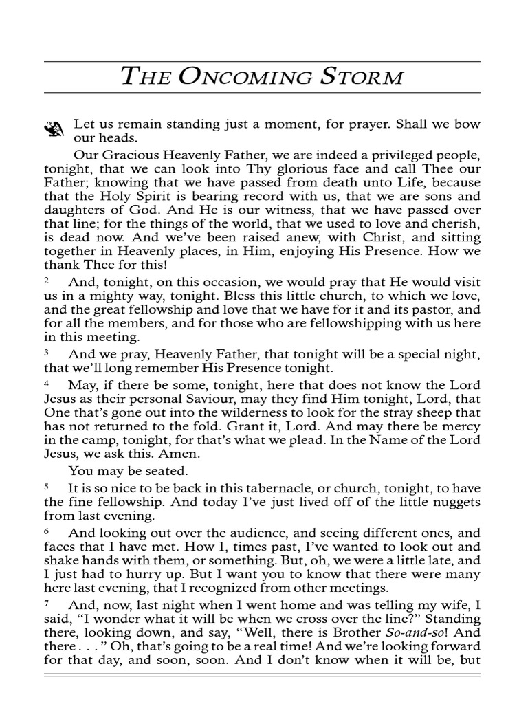 60-0229 The Oncoming Storm VGR | PDF | Eternal Life (Christianity) | Sermon