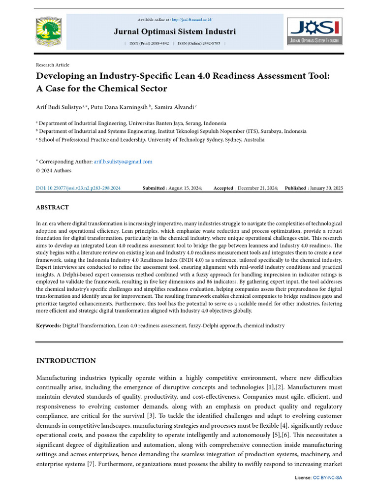Developing An Industry-Specific Lean 4.0 Readiness Assessment Tool A ...