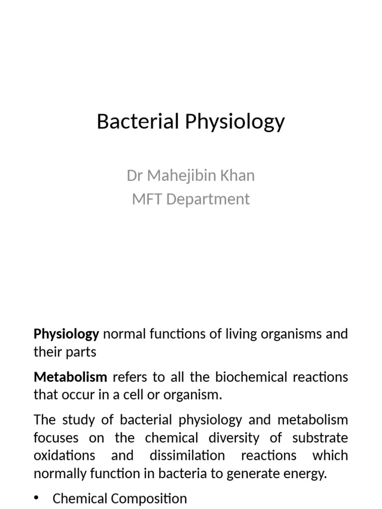 Bacterial Physiology | PDF | Adenosine Triphosphate | Cellular Respiration