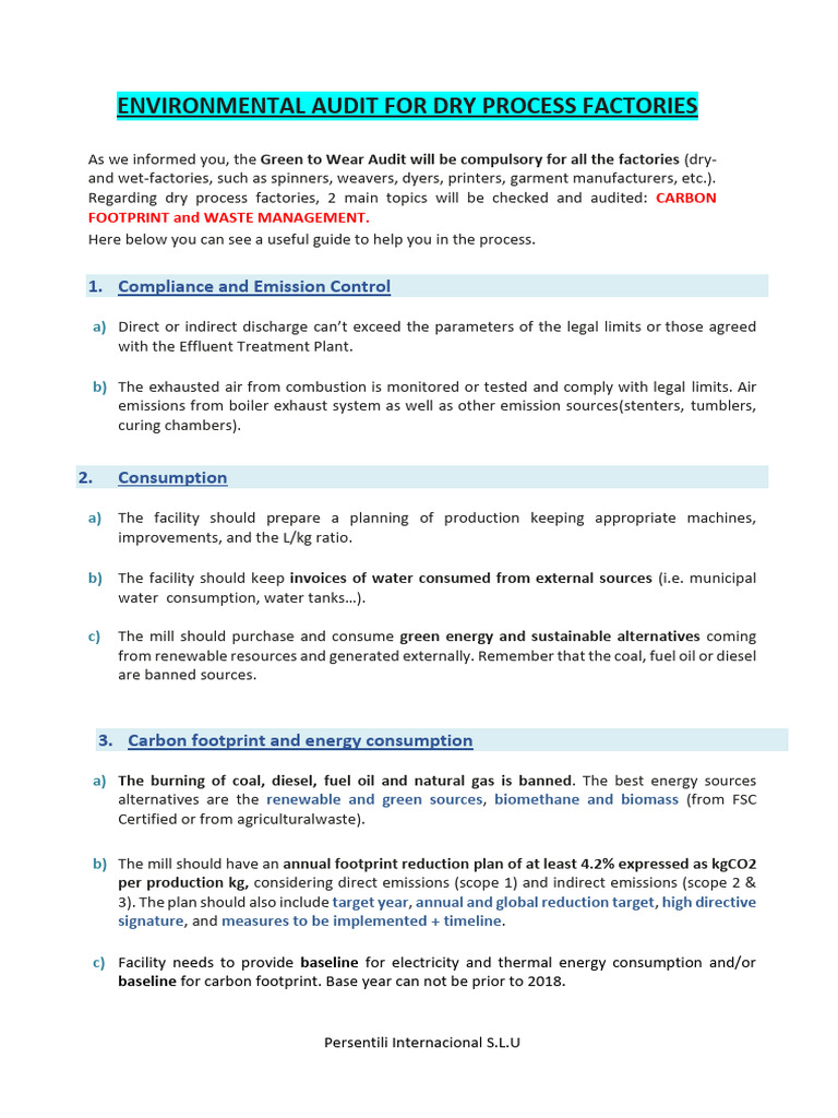 Environmental Audit For Dry Processes (August 2024) | PDF | Sewage ...