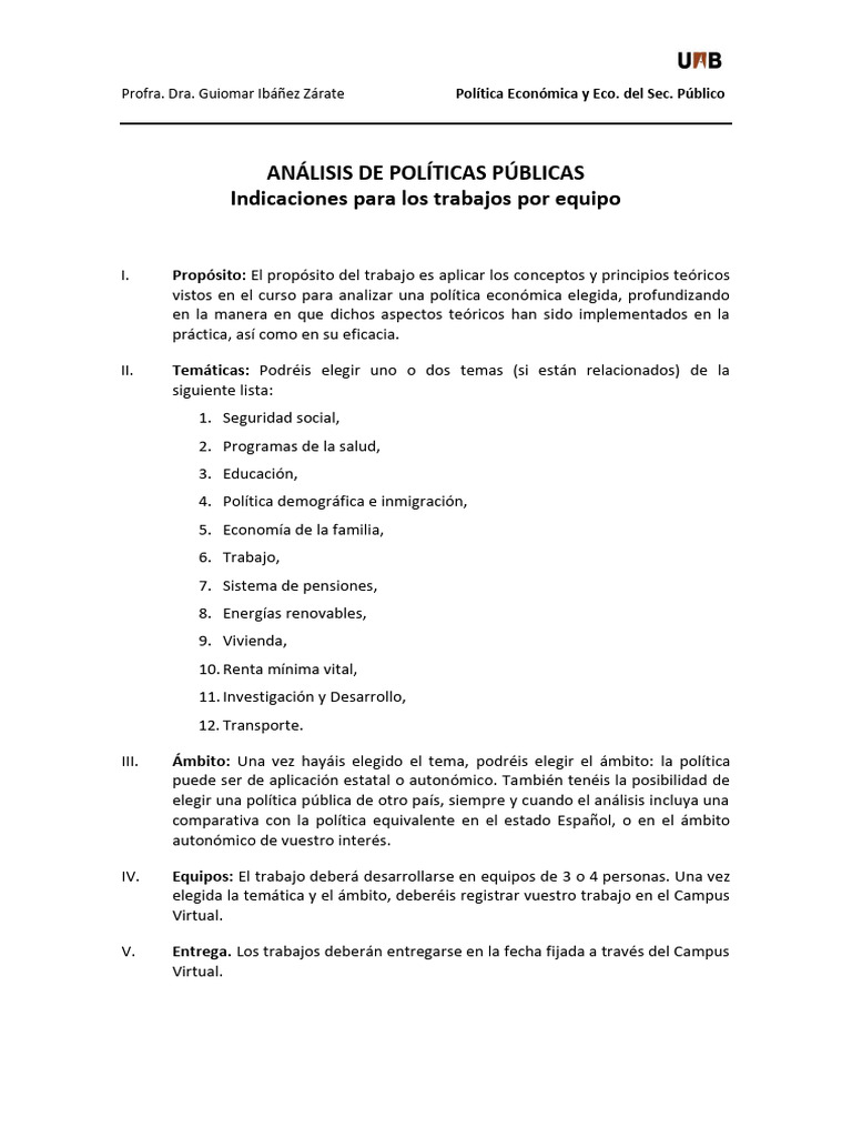 Indicaciones para trabajos Política Económica y ESP (1) | PDF | Ensayos | Sumario abstracto)