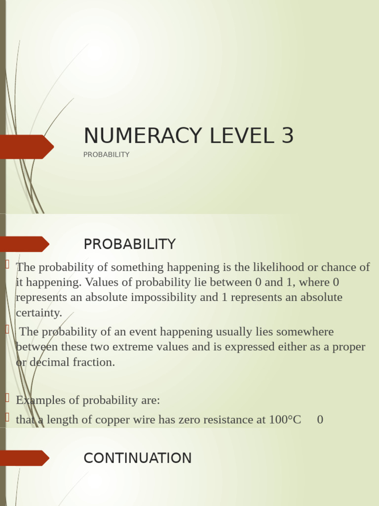 Numeracy Probability | PDF | Probability | Expected Value
