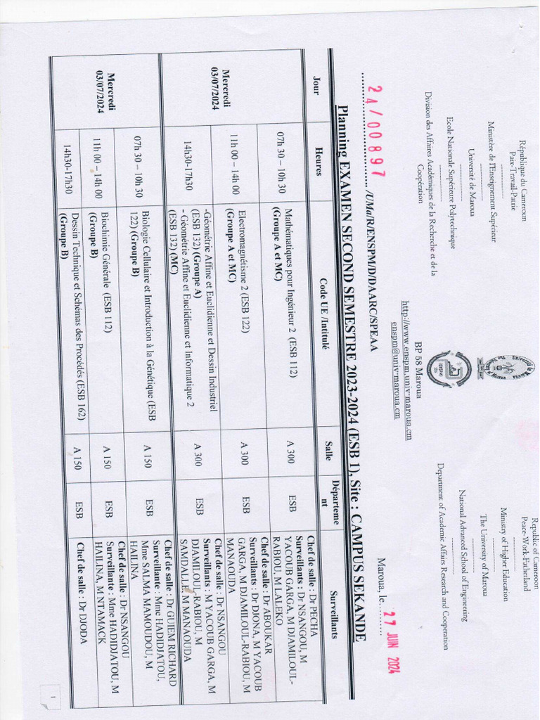 Examens ESB (1) 2nd Semestre 2023-2024 | PDF