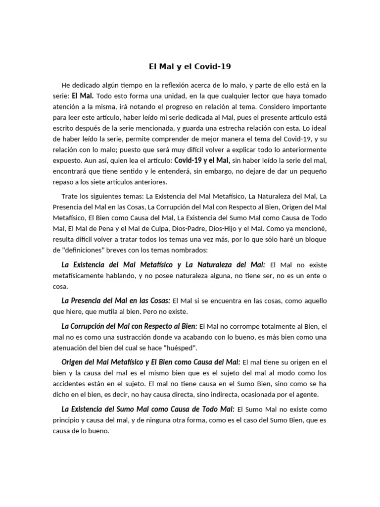 Relación entre el Mal y el Covid-19 | PDF | Virus | Mal