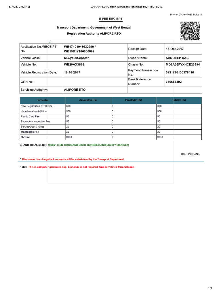 Bajaj Pulsar Ns 200 Smart Card | PDF | Receipt | Banking Technology