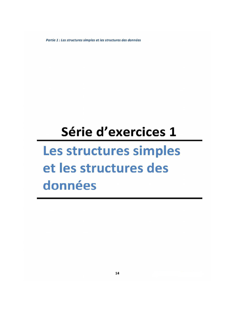 Série 1 Les Structures Simples Et Les Structures Des Données | PDF