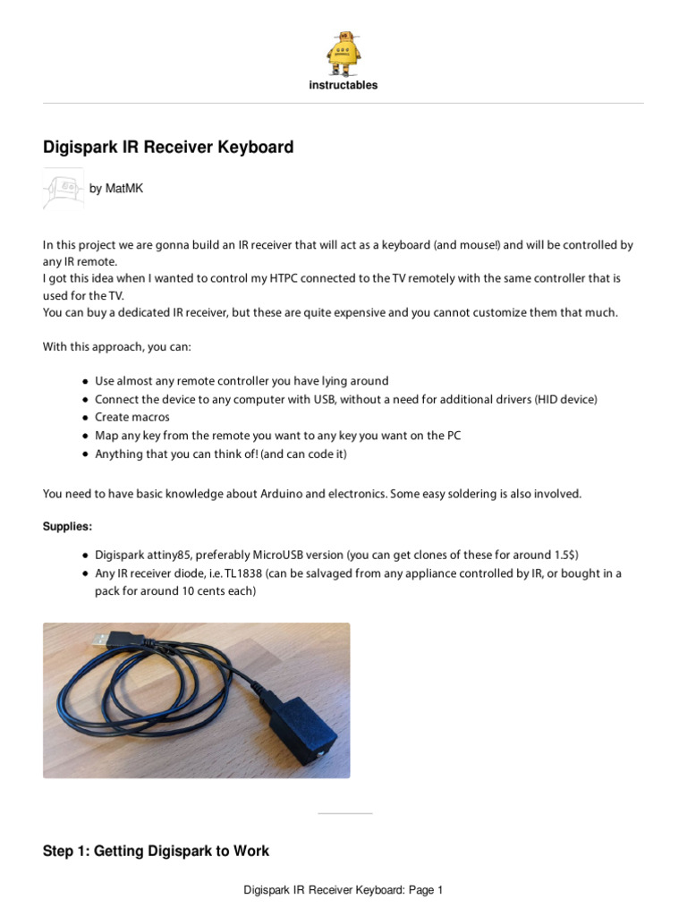 Digispark IR Keyboard Project Guide | PDF | Arduino | Computer Keyboard