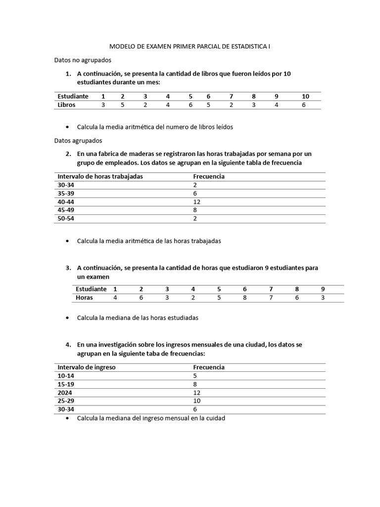 Tena - Deber 06 (Modelo de Examen) | PDF | Media | Desviación Estándar
