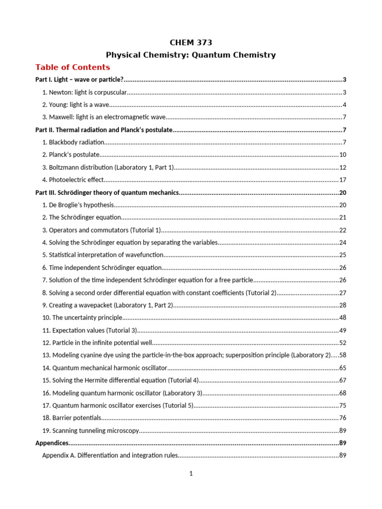 Quantum Chemistry Overview: CHEM 373 | PDF | Wave Function ...