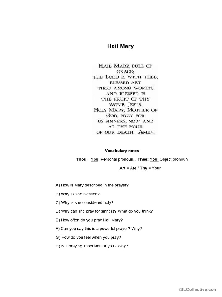 Hail Mary Prayer Analysis in Tagalog | PDF